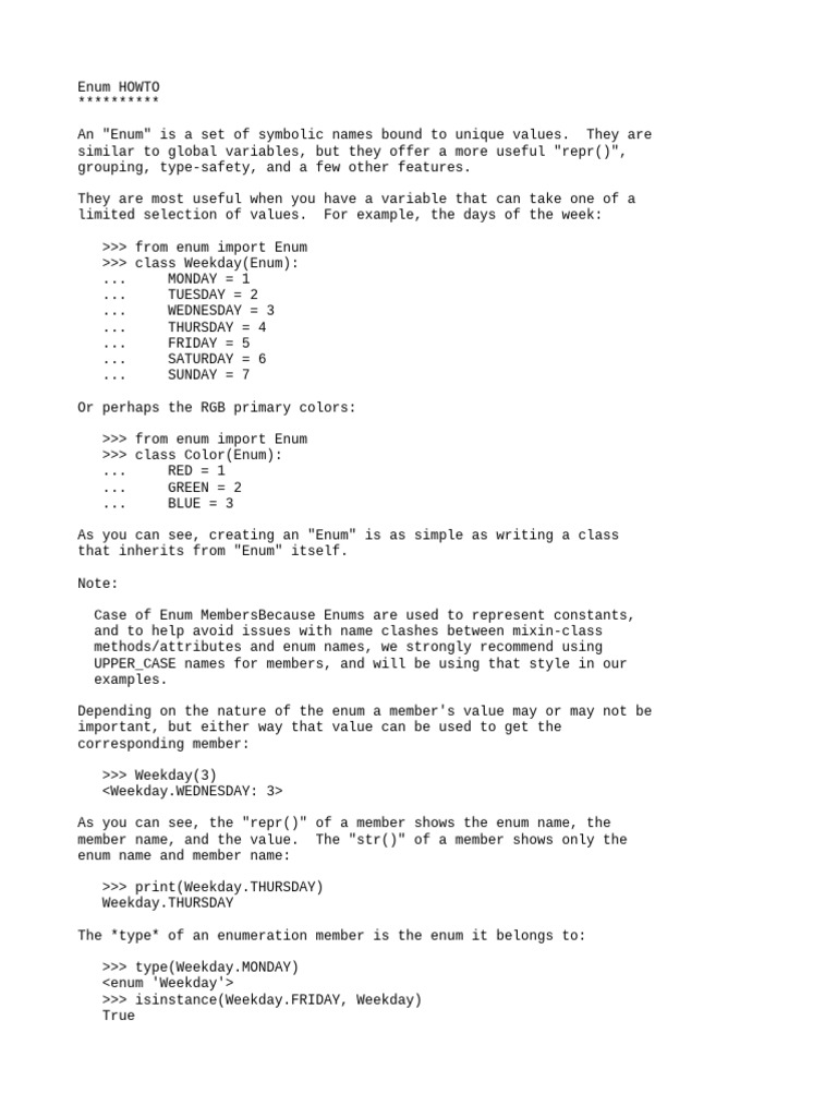 Enum | PDF | Workweek And Weekend | Boolean Data Type Enum | PDF | Workweek And Weekend | Boolean Data Type