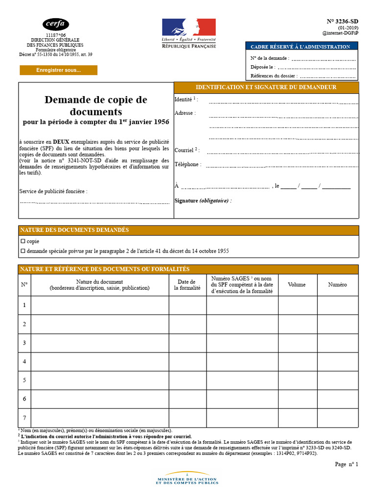 Cerfa 3236 | PDF