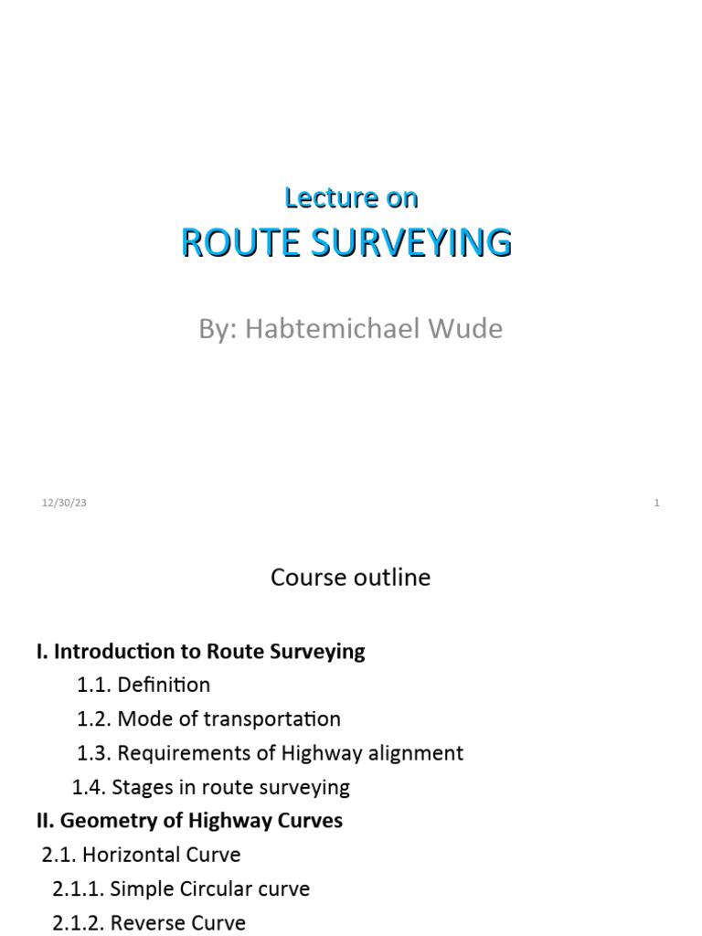 Chapter II - Route Surveying Lec | PDF | Road | Reconnaissance Chapter II - Route Surveying Lec | PDF | Road | Reconnaissance