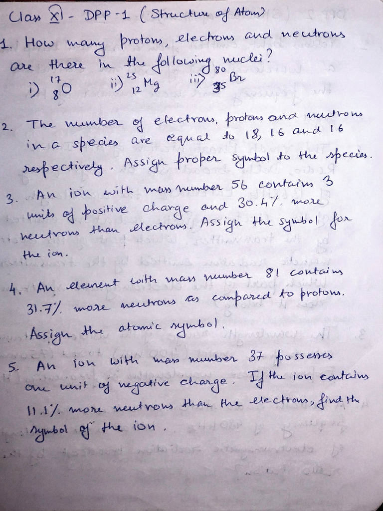 Dpp 1 Structure Of Atom Pdf