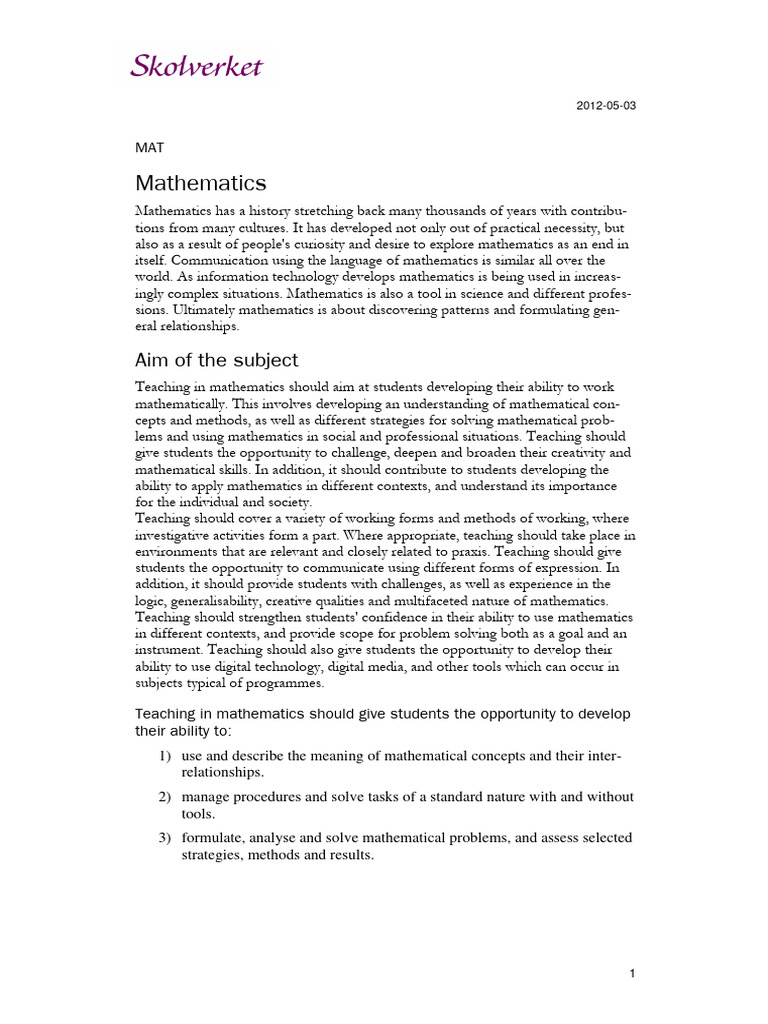 Mathematics Swedish School | PDF | Equations | Geometry