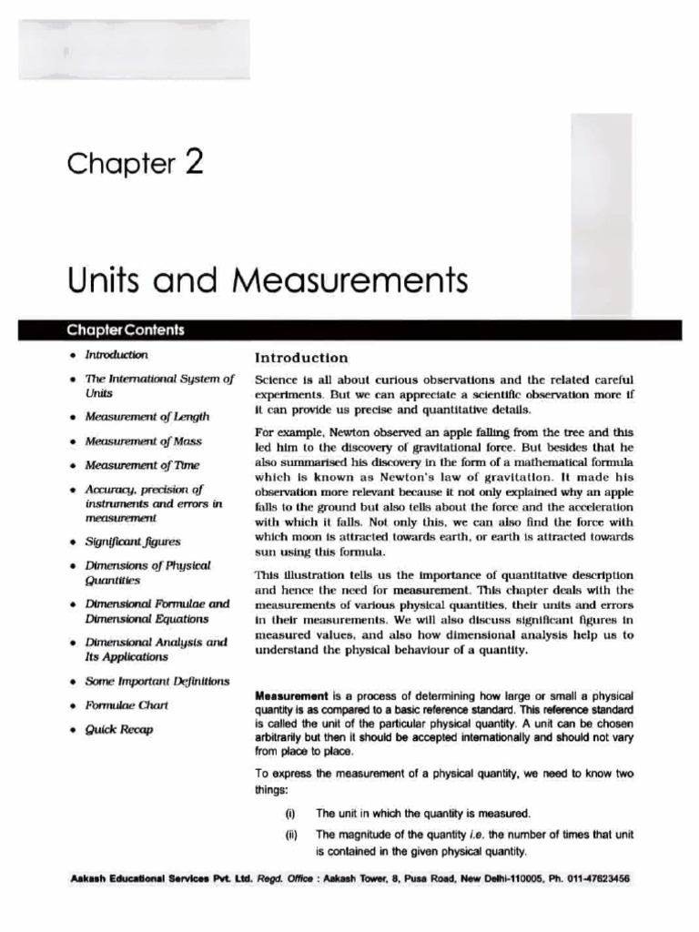 Aakash Units and Measurements | PDF
