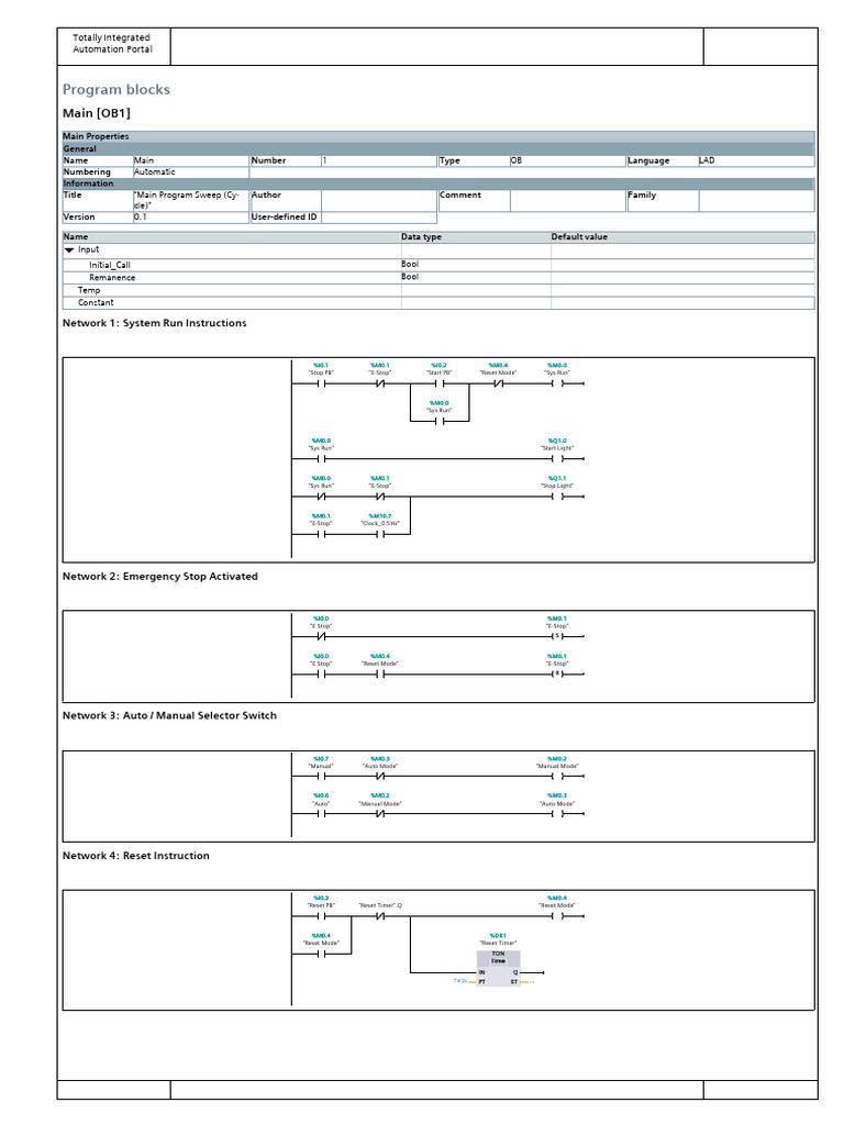 Program Blocks: Main (OB1) | PDF | Equipment | Computer Science