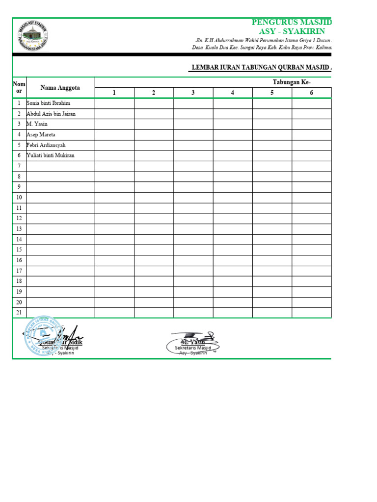 Daftar Iuran Qurban | PDF