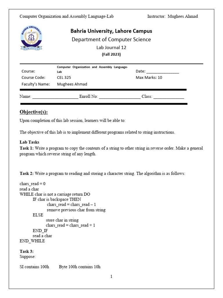 COAL LAB 12 26122023 095516am | PDF | String (Computer Science) | Computer Program