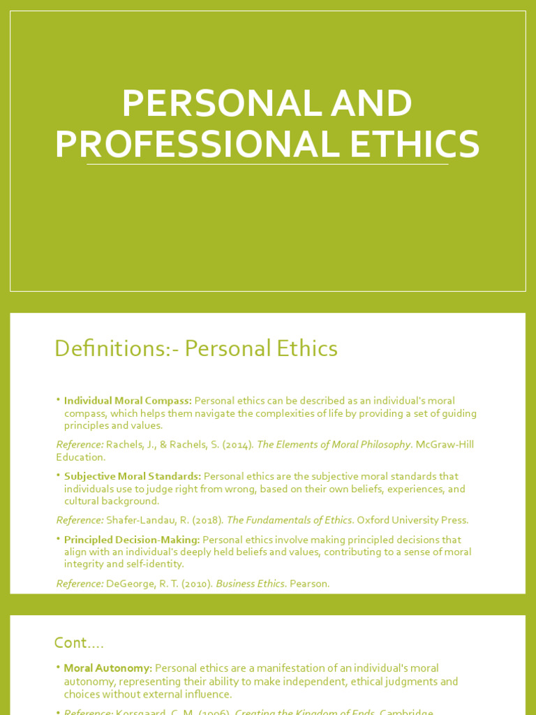 Personal and Professional Ethics | PDF