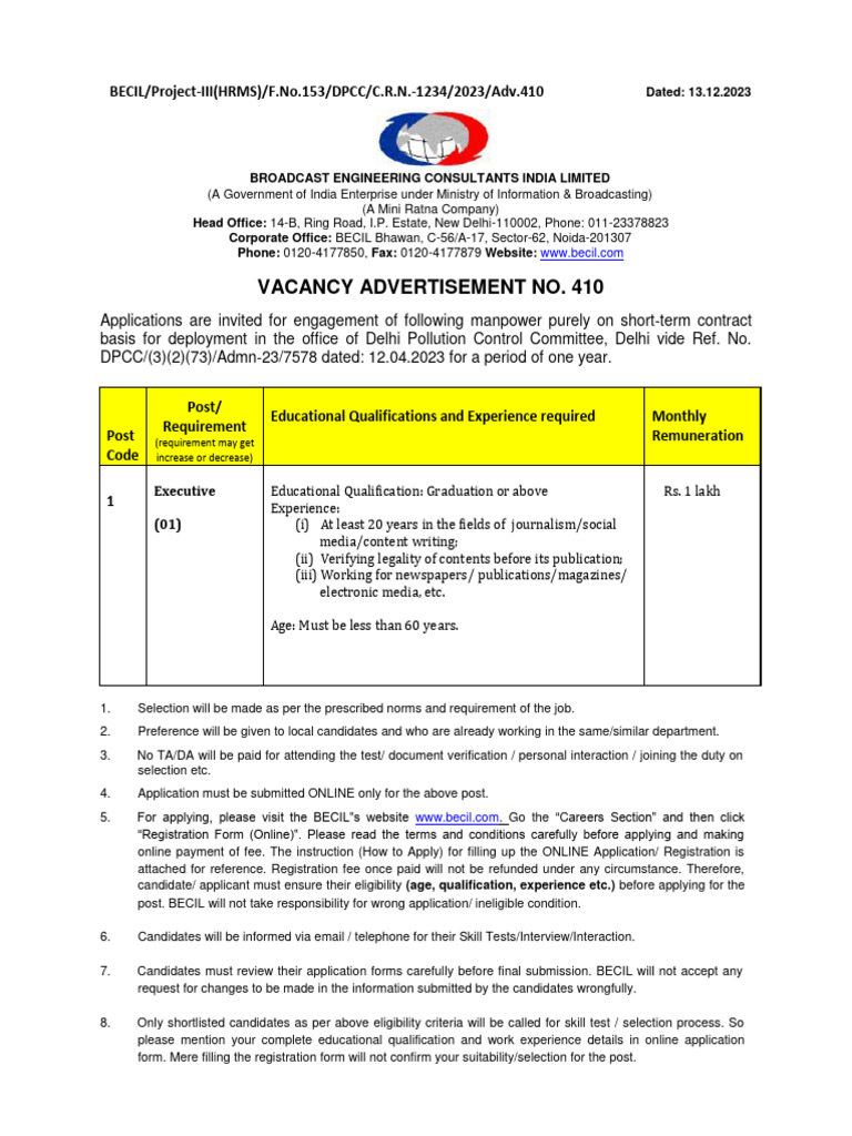 Vacancy List | PDF