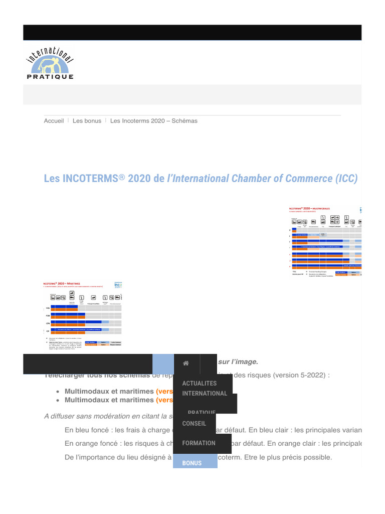 Les Incoterms 2020 - Schémas - International Pratique - Conseil - Formation - Com | PDF