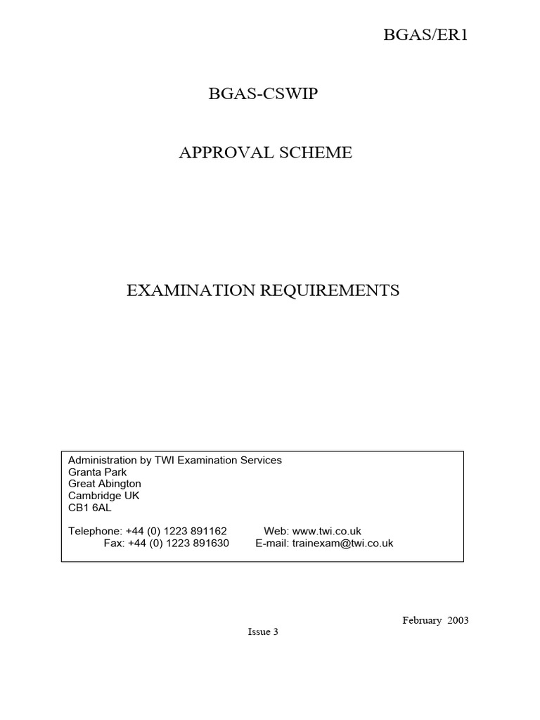 Bgas Examination Requirements | PDF