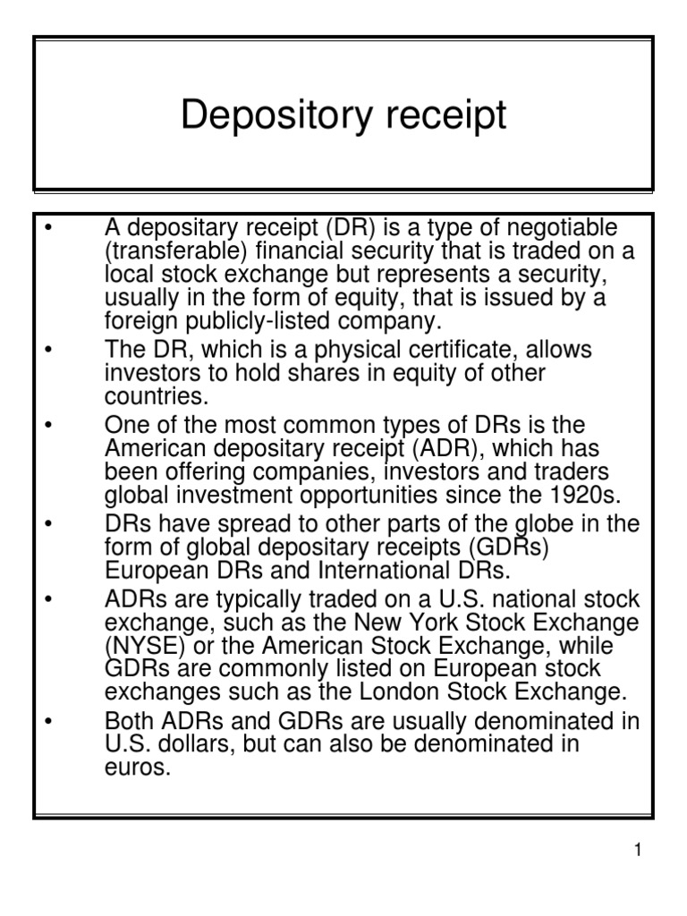 Understanding Depositary Receipts and ADRs | PDF | American Depositary ...