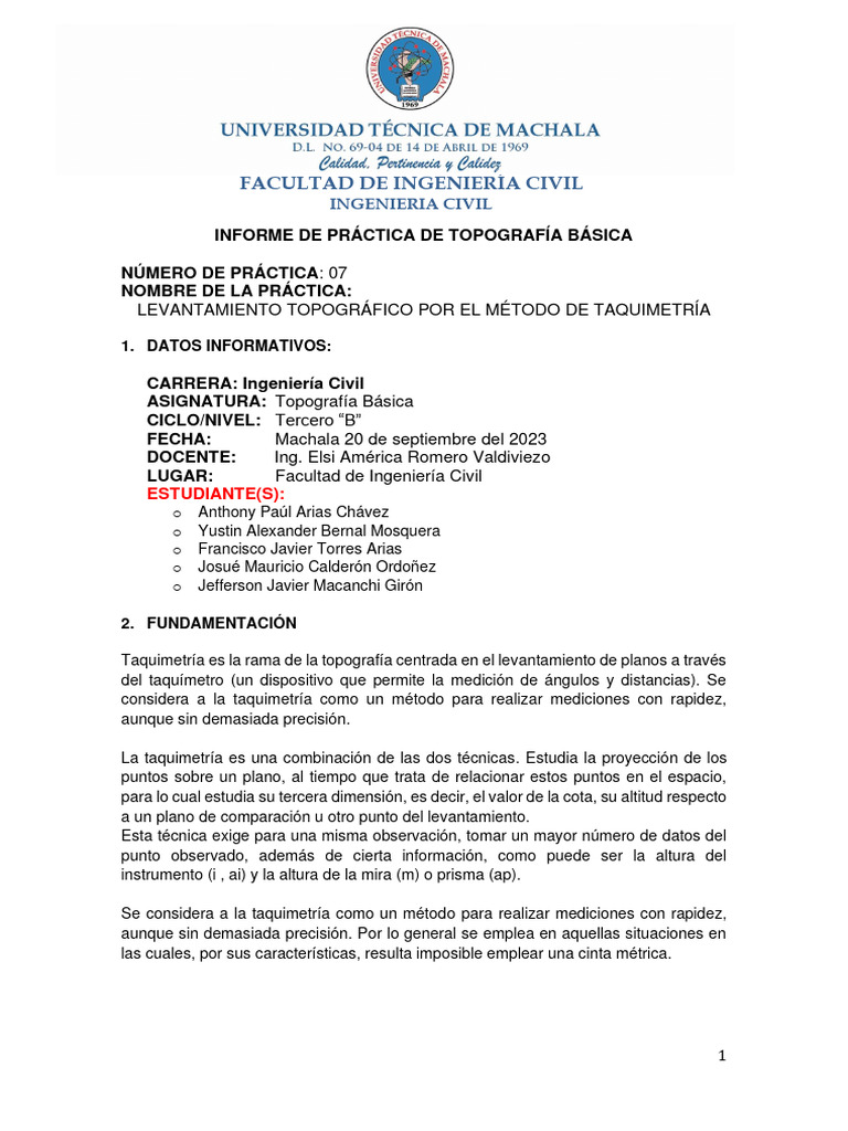 PRACTICA DE CAMPO 7 | PDF | Topografía | Ciencias fisicas