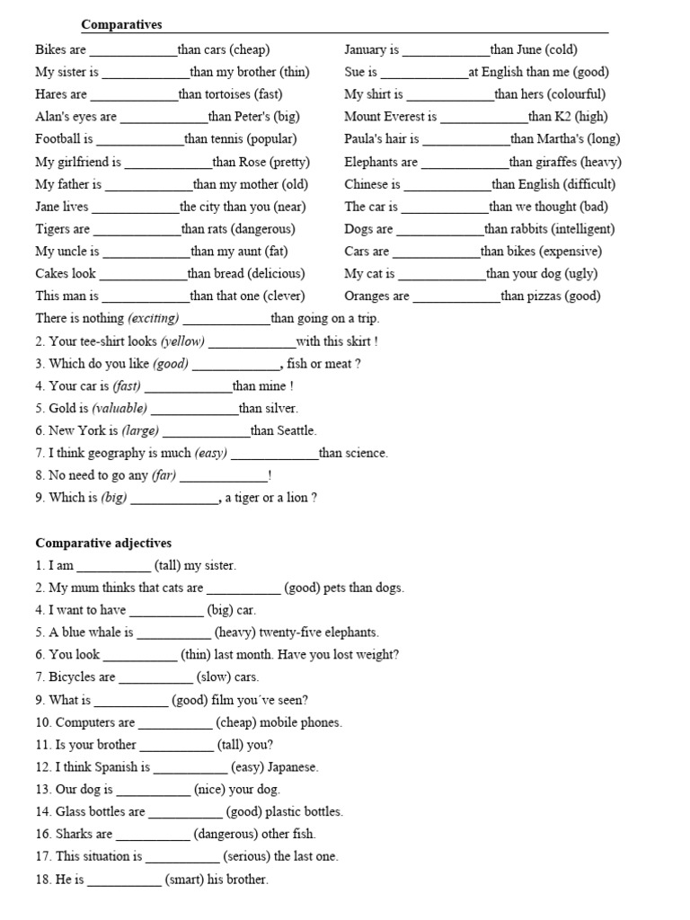 Comparatives - ADJ | PDF