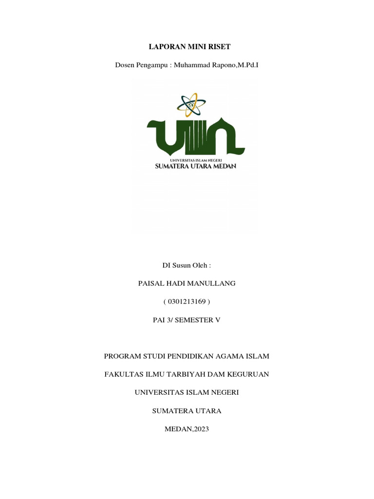Laporan Mini Riset Pendidikan Luar Sekolah (Paisal Hadi Manullang) | PDF Laporan Mini Riset Pendidikan Luar Sekolah (Paisal Hadi Manullang) | PDF