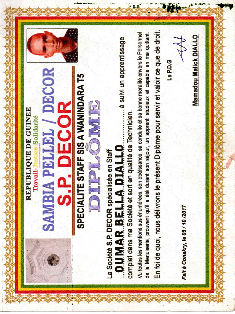 Diplome Oumar Bella Diallo | PDF