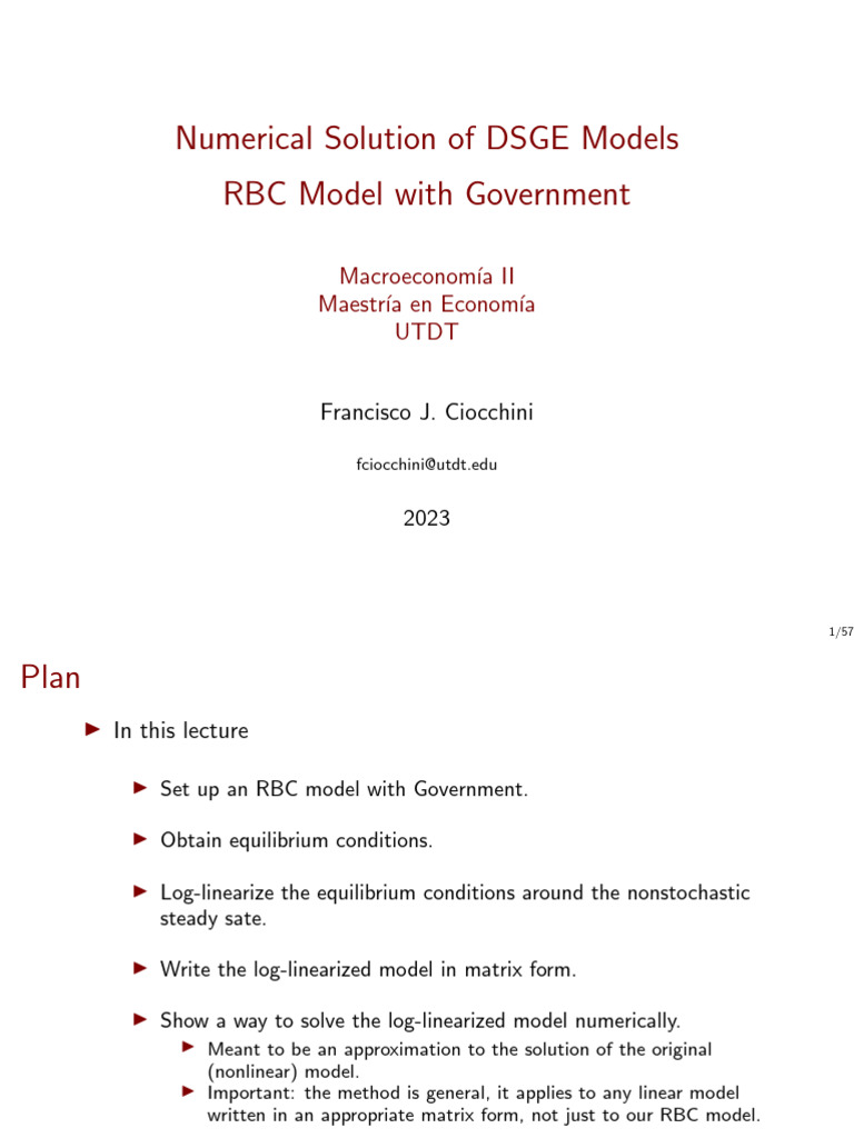 4 - Solucion Numerica Modelos DSGE | PDF | Teaching Methods & Materials