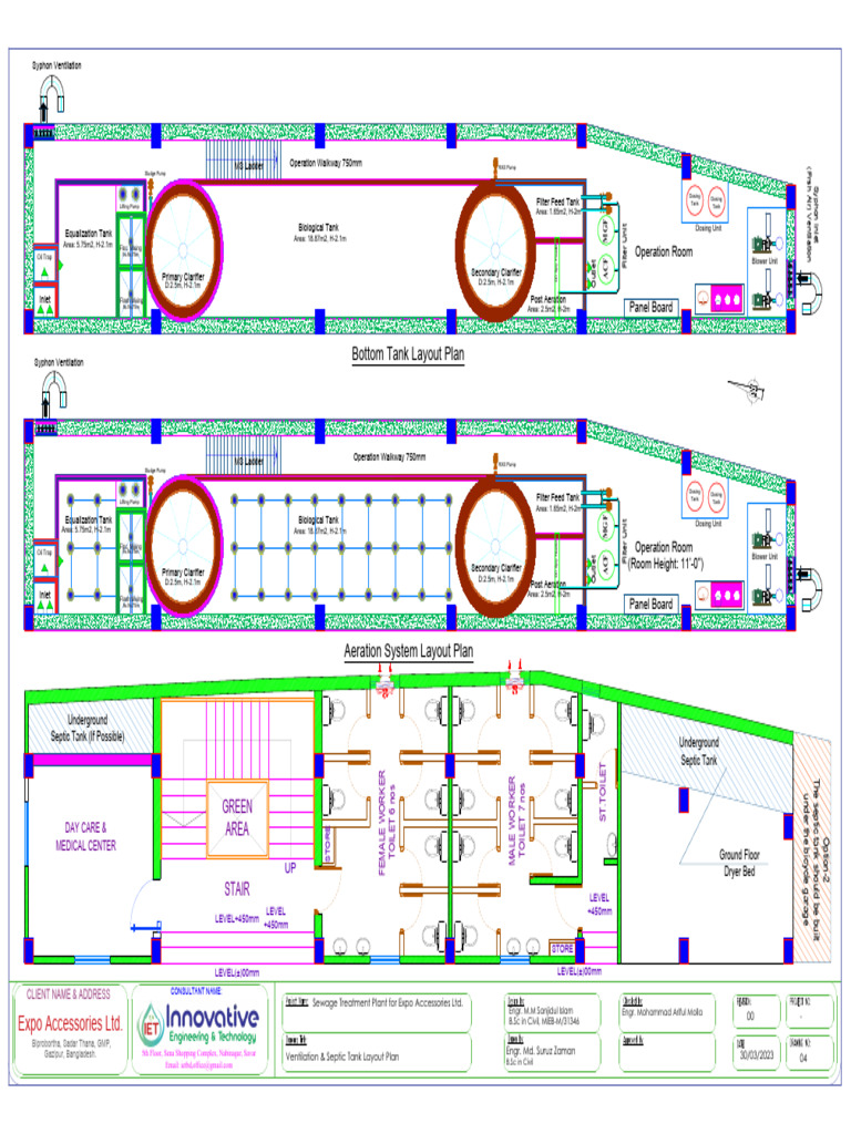 Bottom Tank Layout Plan: Green Area | PDF | Septic Tank | Civil Engineering