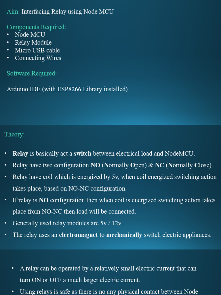 Interfacing Relay Using Node MCU | PDF