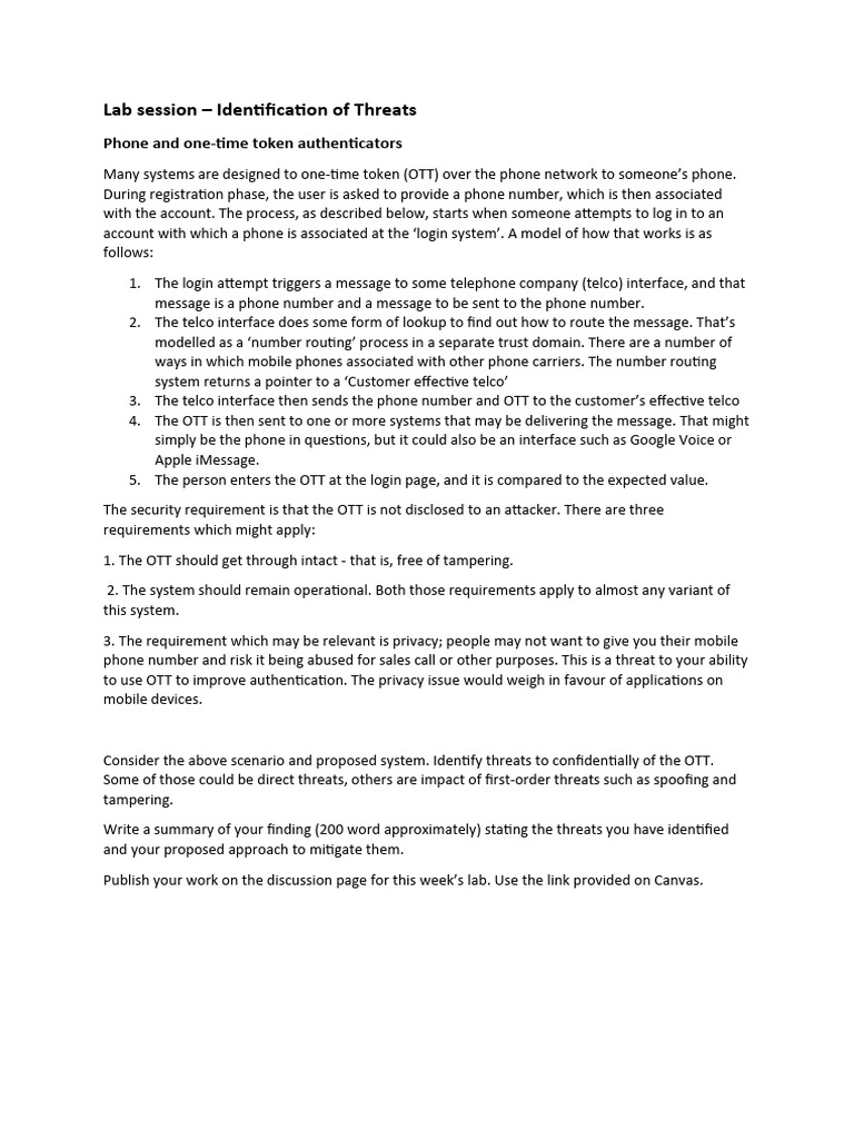 Lab Session 2 - Threats Identification | PDF