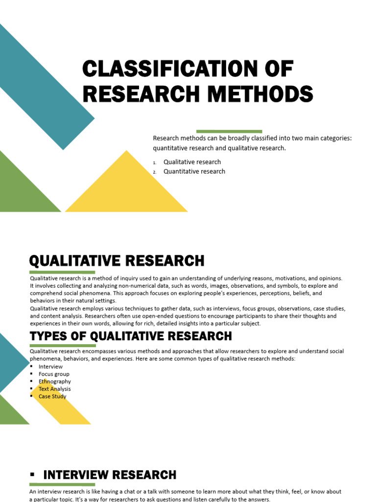 Classification of Research Methods | Download Free PDF | Qualitative ...