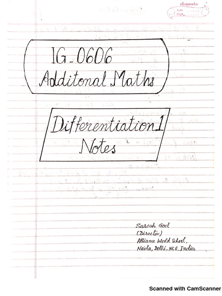 Ig 0606 Differentiation 1 Notes 1 | PDF
