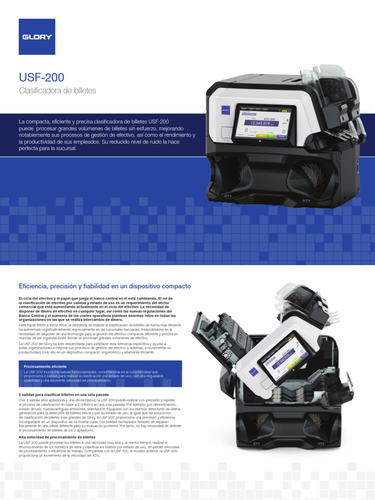 Glory USF 200 Datasheet ES V5 0, D, PDF | PDF | Factores humanos y ...