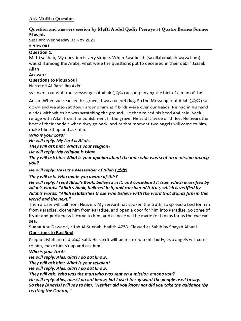 Munkar and Nakir: Grave Questions Explained | PDF | Social Science ...