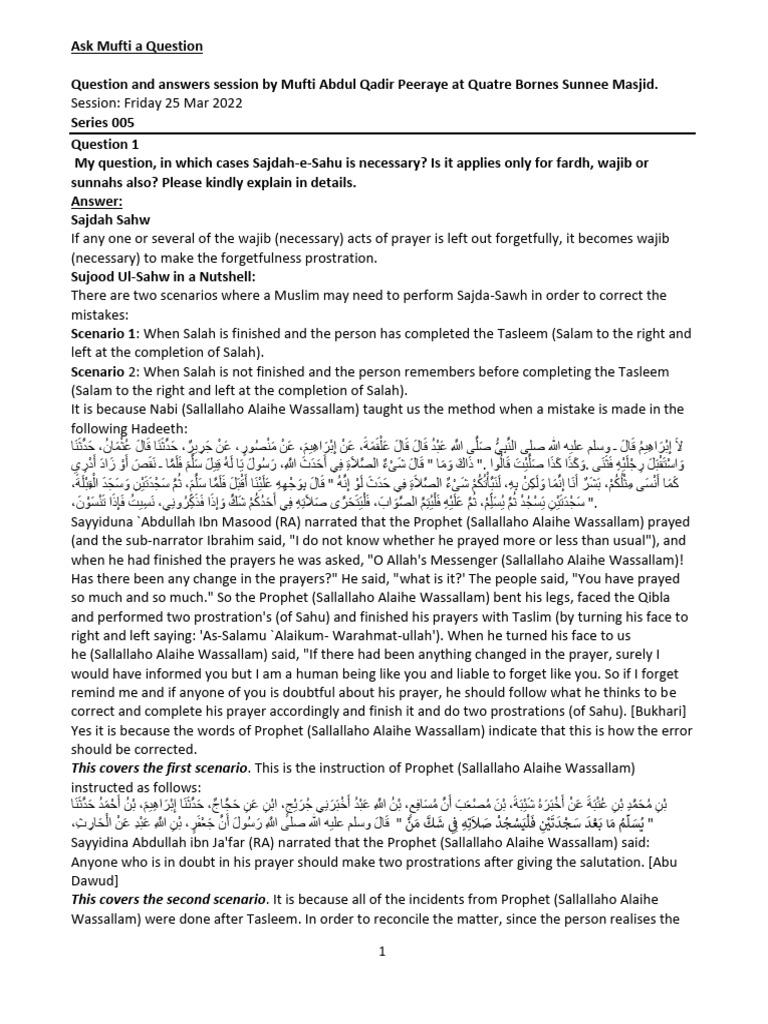 Islamic Question and Answers | PDF | Islamic Ethics | Worship