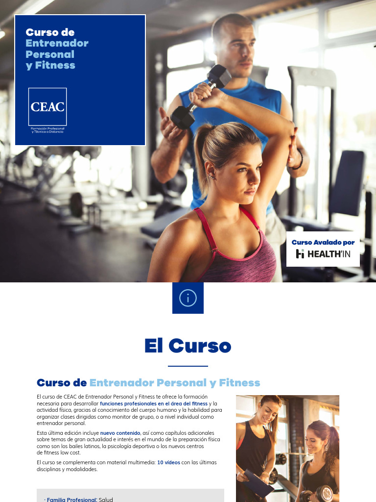CEAC Curso de Entrenador Personal y Fitness | PDF | Negocios