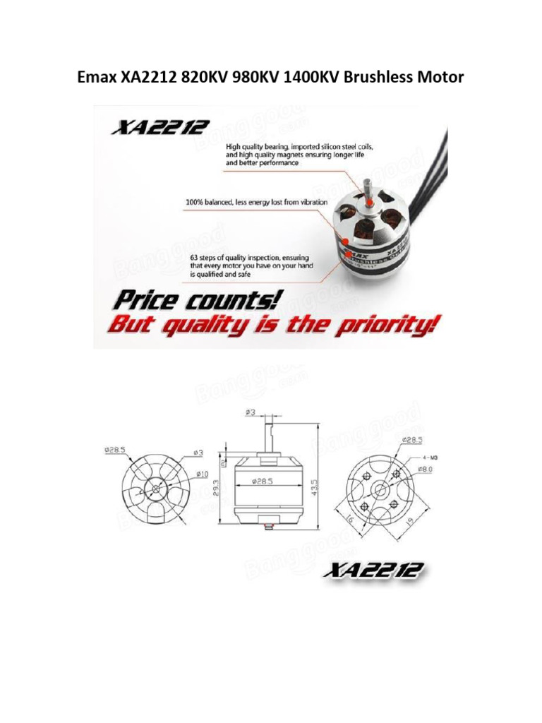 Emax XA2212 1400KV Brushless Motor | PDF