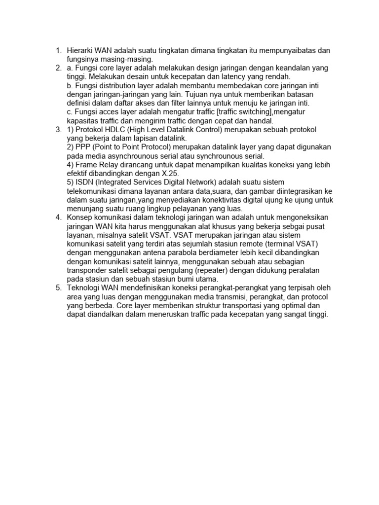 Hierarki WAN Adalah Suatu Tingkatan Dimana Tingkatan Itu Mempunyaibatas Dan Fungsinya Masing | PDF