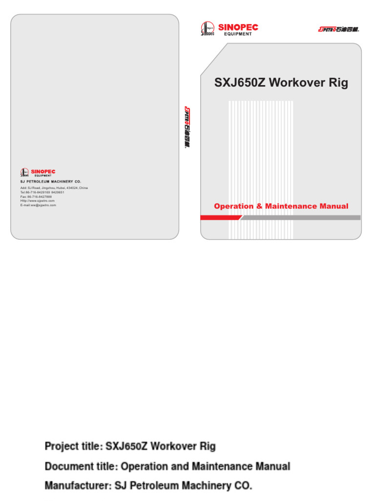 SXJ650Z Workover Rig Operation and Maintenance Manual OK | PDF