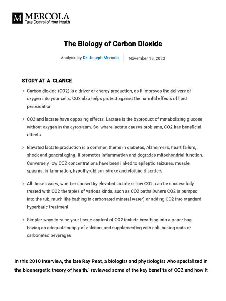 Carbon Dioxide Biology PDF | PDF