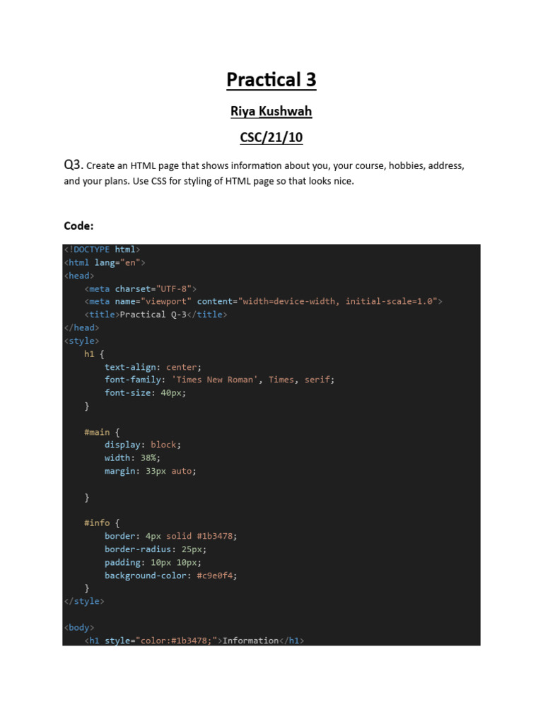 Practical 3 (CSC-21-10) | PDF