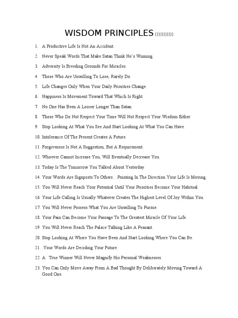 Wisdom Principles 1 | PDF | Religious Belief And Doctrine | Religion ...