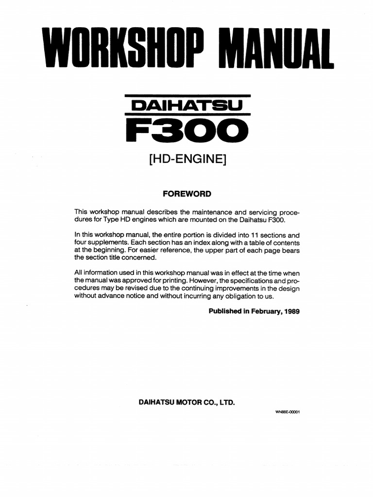 F300 HD Engine Section Index | PDF