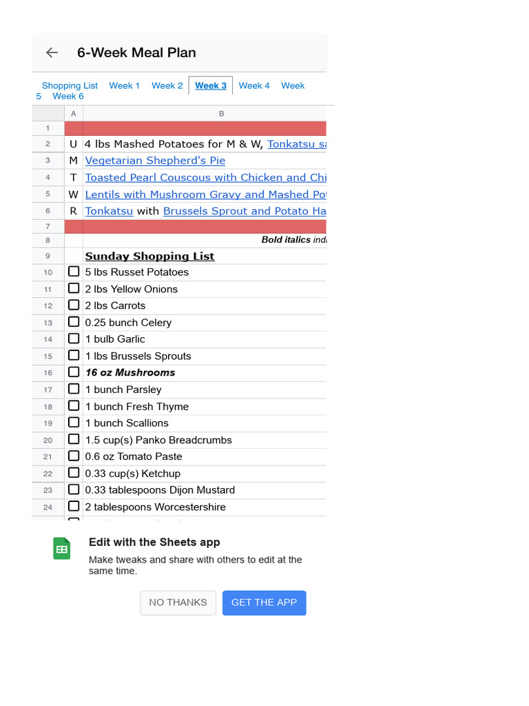 6-Week Meal Plan | PDF
