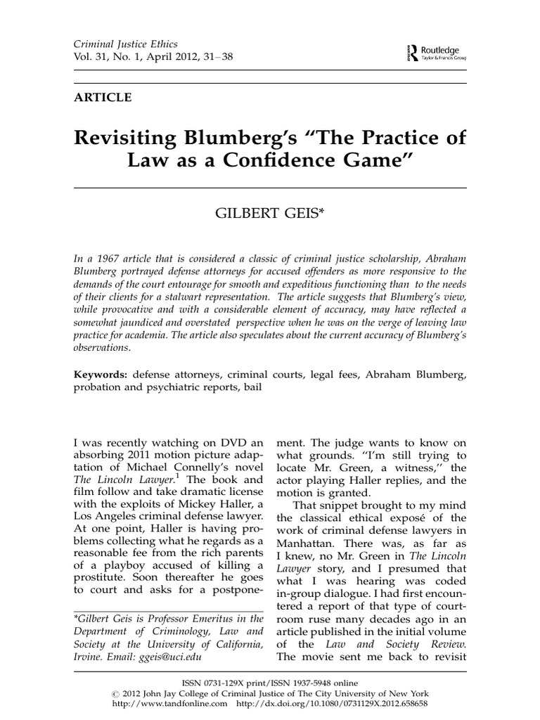 Blumberg Revisited | PDF