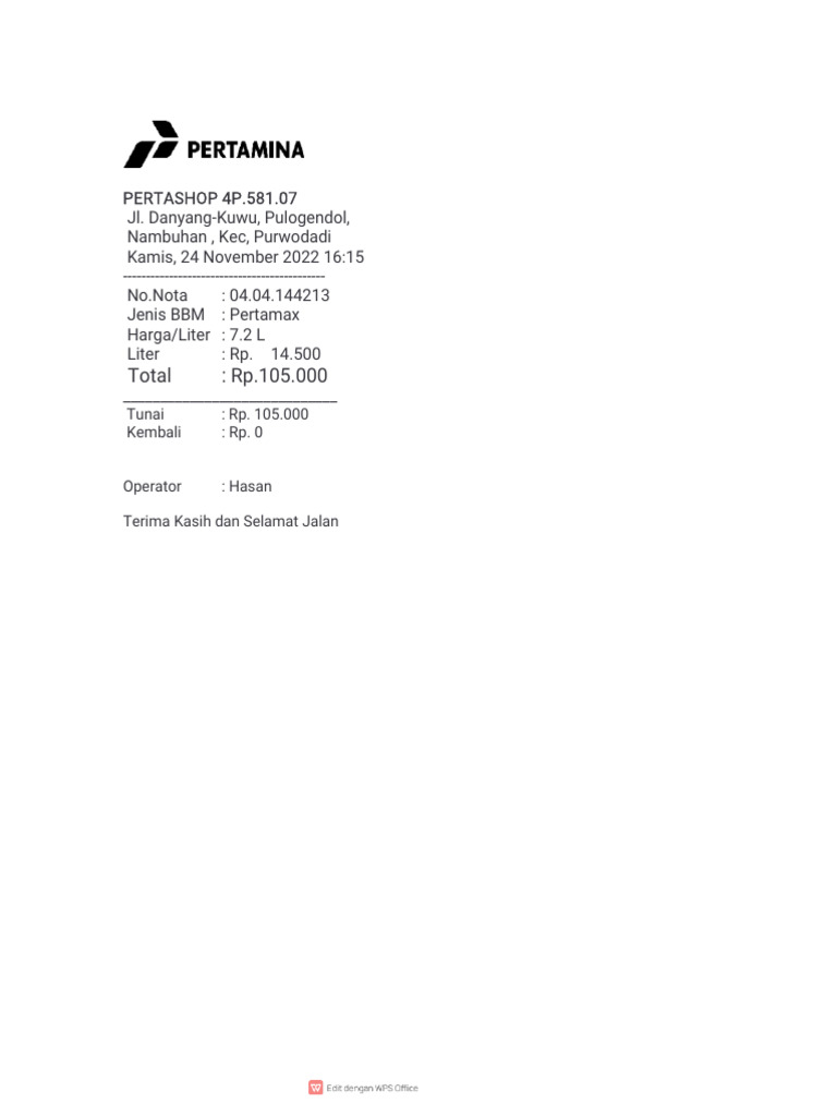 Kwitansi Spbu | PDF