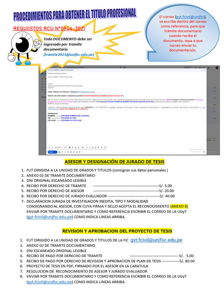 REQUIISTOS RCU N°0944-2021-PROC. TITULO PROFESIONAL - Asesor y Jurado - Plan-Borrador-Sust | PDF