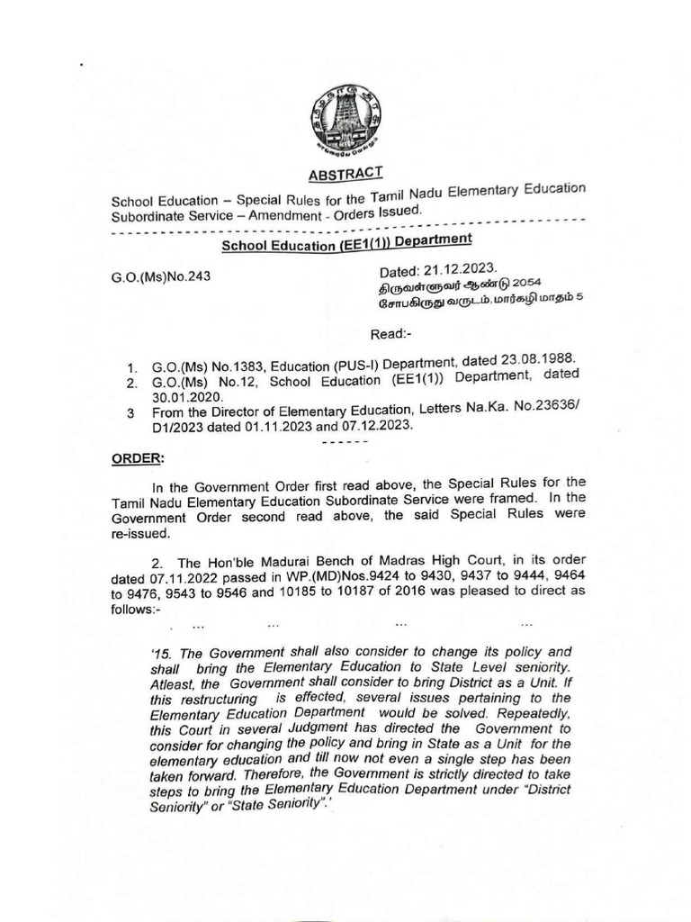 G O Ms No 243 | PDF