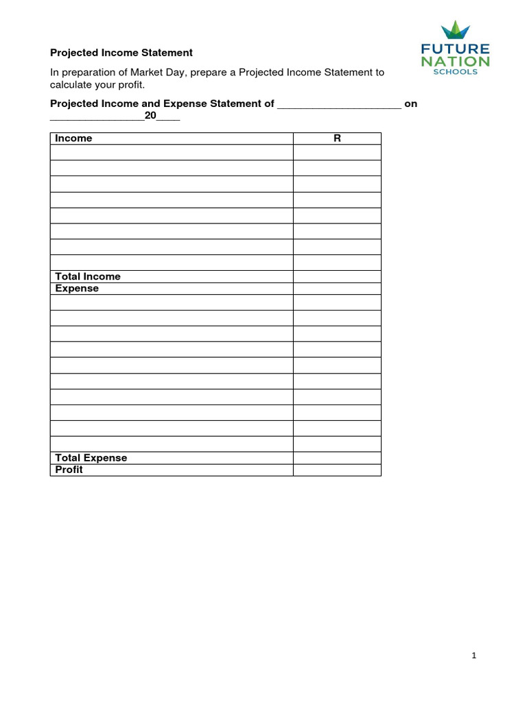 Projected Income Statement | PDF
