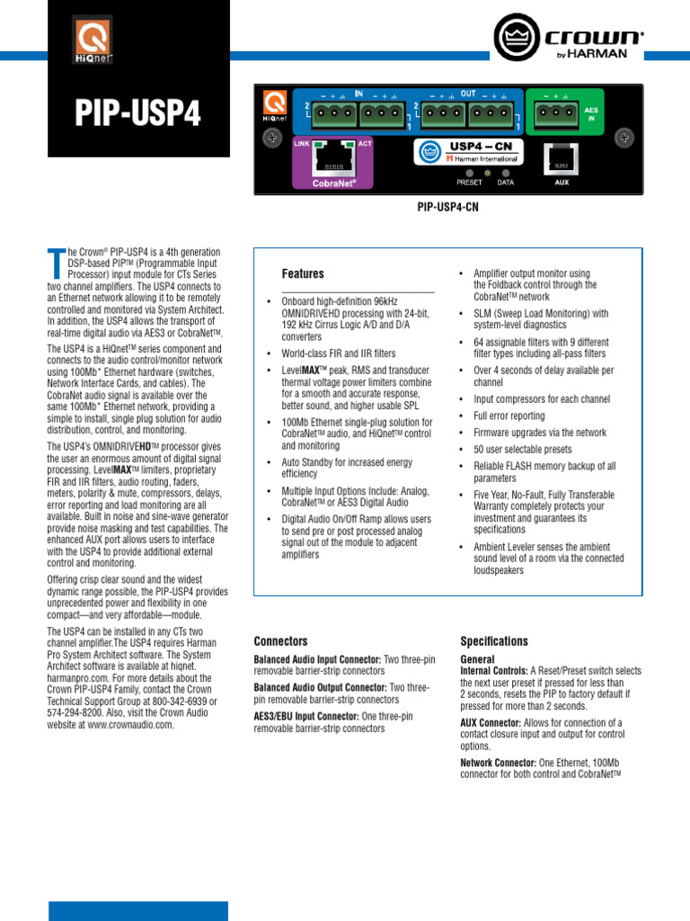 USP4 Data Sheet | PDF