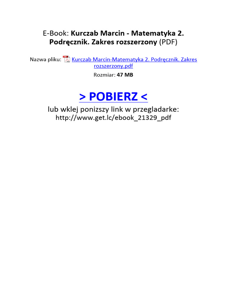 Kurczab Marcin - Matematyka 2. Podręcznik. Zakres Rozszerzony | PDF