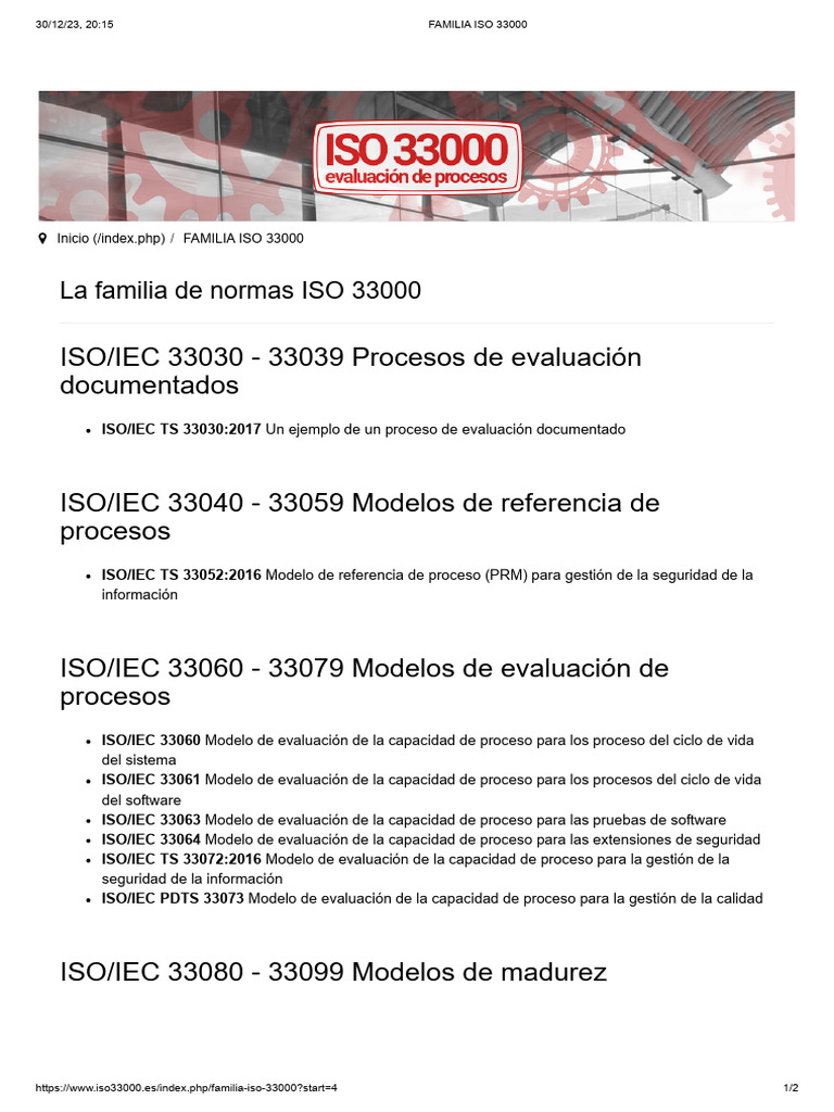 Familia Iso 33000 | PDF | Organización internacional para la ...