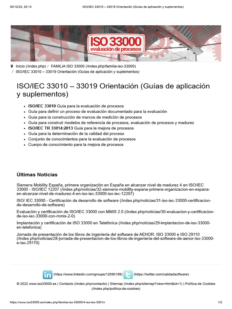 Guías ISO/IEC 33010-33019: Evaluación y Mejora de Procesos | PDF | Organización internacional ...