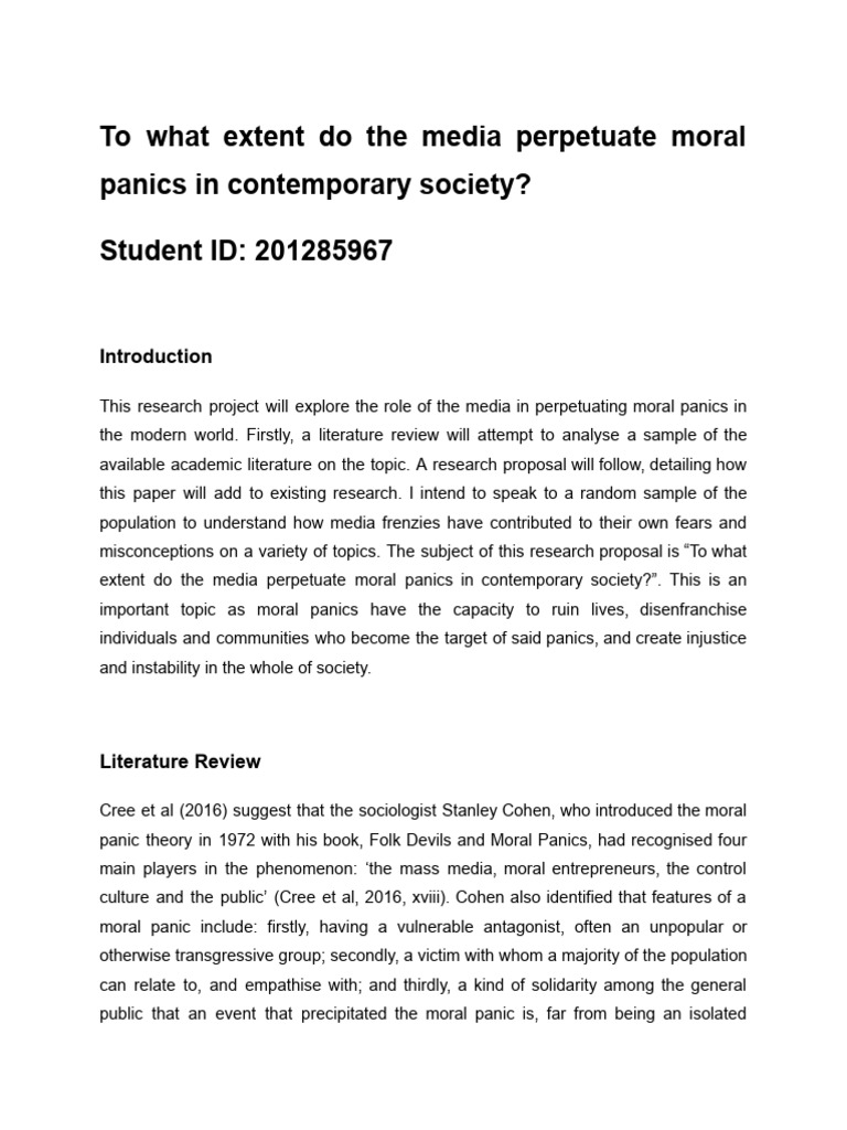 Media's Role in Modern Moral Panics | PDF | Survey Methodology ...