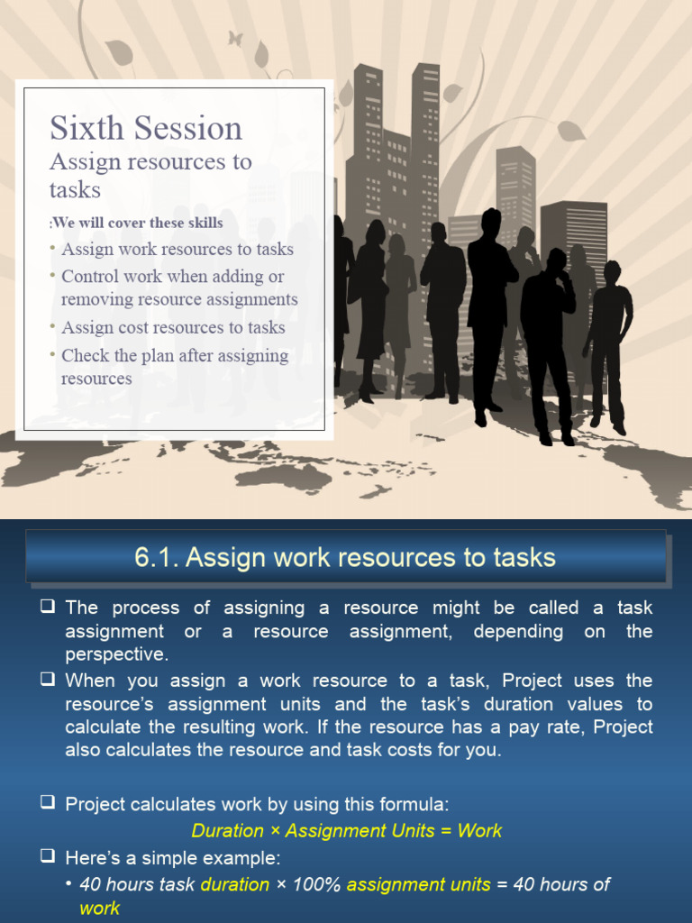 6 - Sixth Session - Assign Resources To Tasks | PDF | Computing