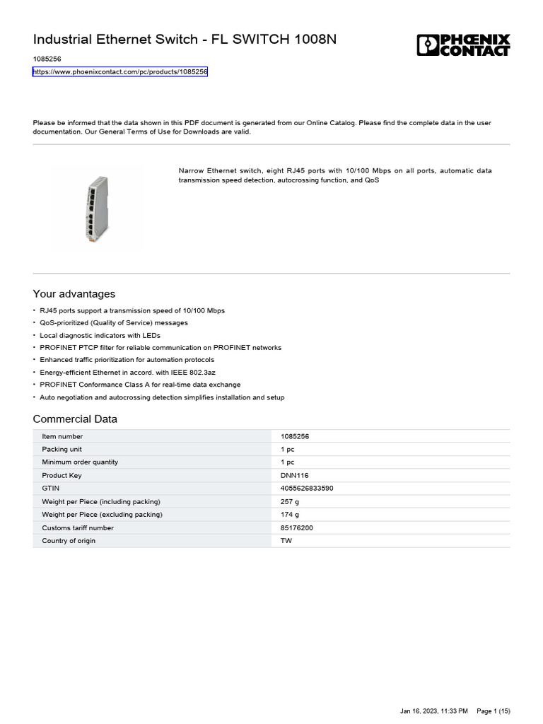 FL Switch 1008N Overview and Specs | PDF | Electrical Connector | Ethernet
