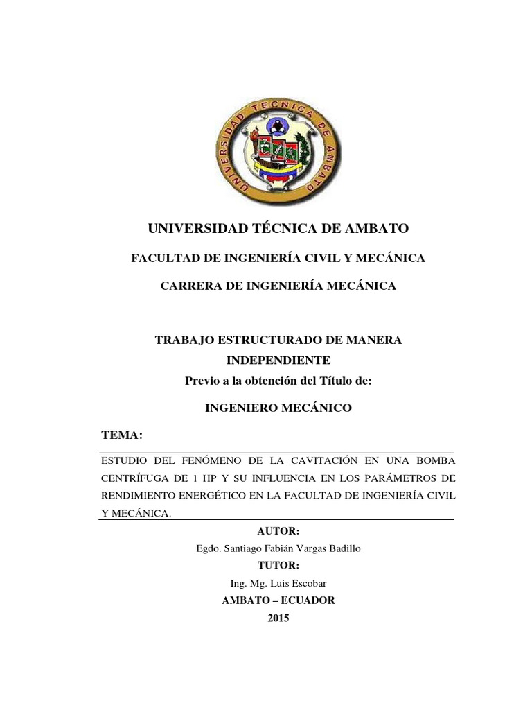 Tesis I. M. 236 - Vargas Badillo Santiago Fabián | PDF | Bomba | Ingeniería