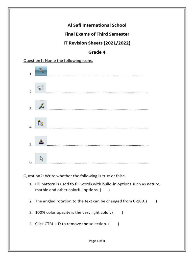IT Revision Grade 4 | PDF